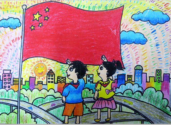 蜡笔风景绘画 蜡笔风景画 蜡笔简笔画 大山谷图库